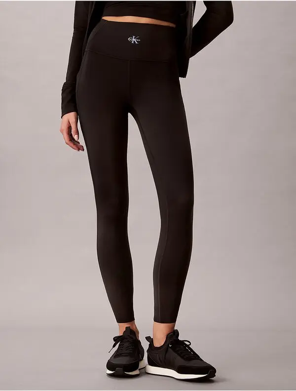 Calvin Klein Soft Sport High Rise Monologo 7/8 Leggings - Black