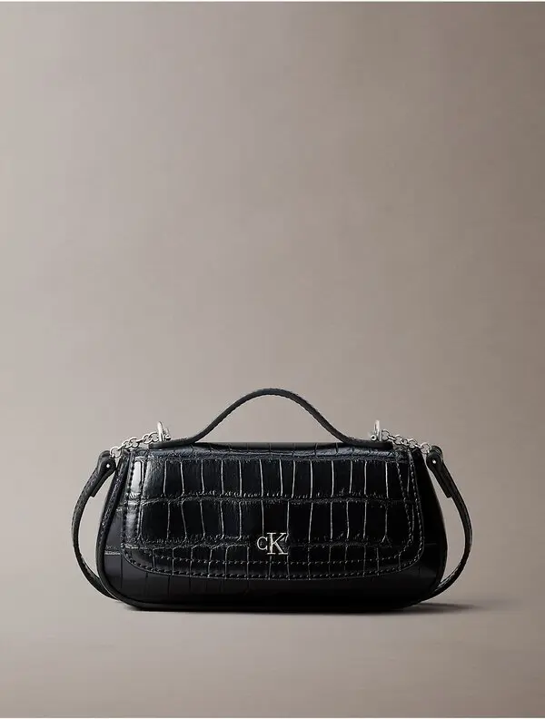 Calvin Klein Croc Embossed Crossbody Bag - Black