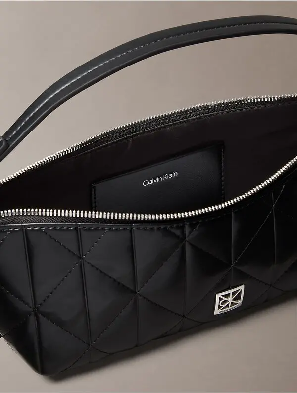 Calvin Klein Quilted Emblem Elongated Bag - Black