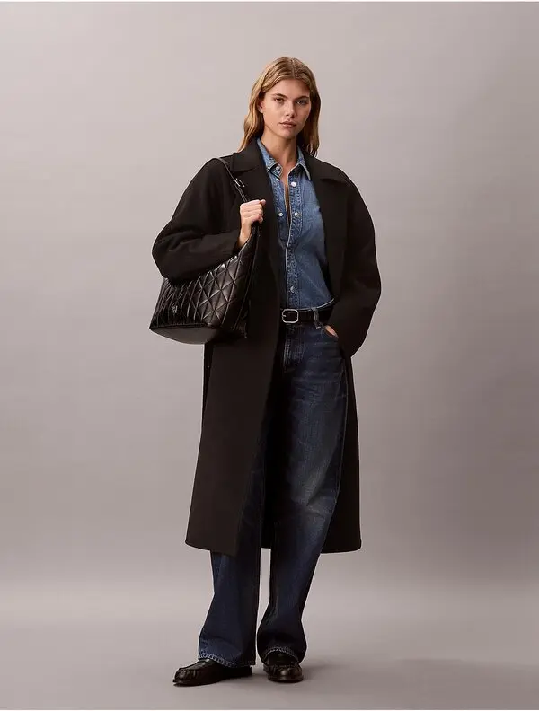 Calvin Klein Quilted Emblem Medium Shoulder Bag