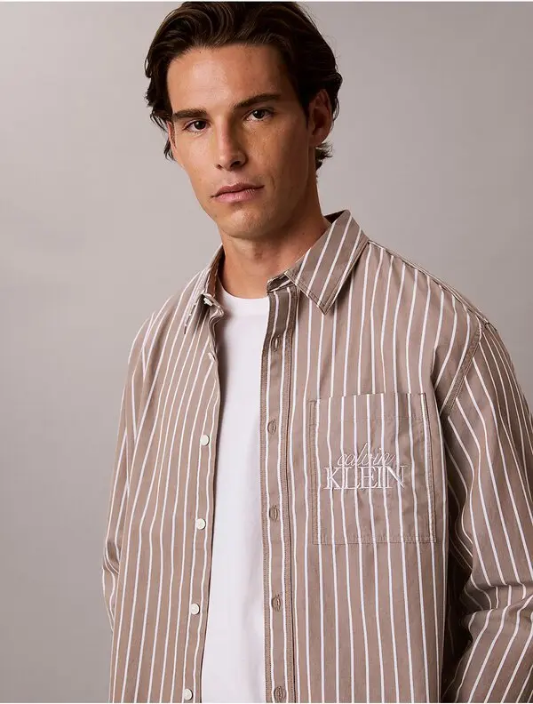 Calvin Klein Graphic Relaxed Button-down Shirt - Walnut