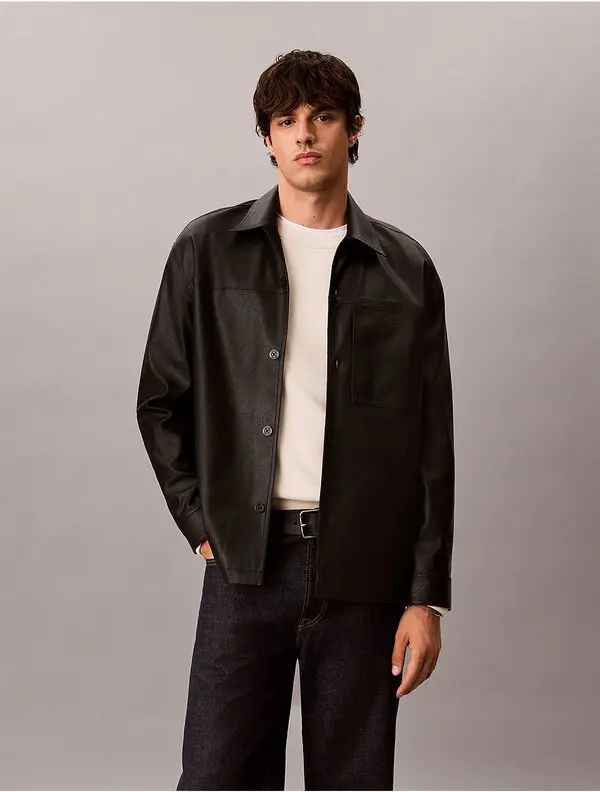 Calvin Klein Faux Leather Relaxed Overshirt
