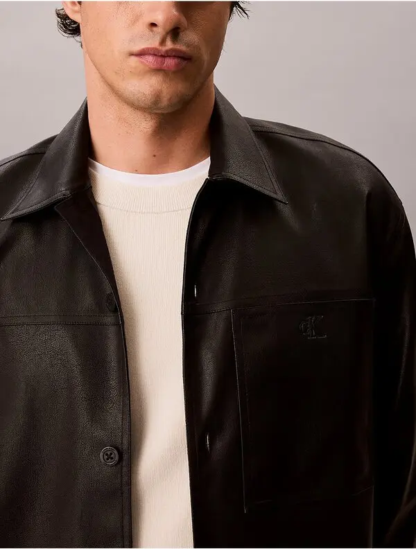 Calvin Klein Faux Leather Relaxed Overshirt