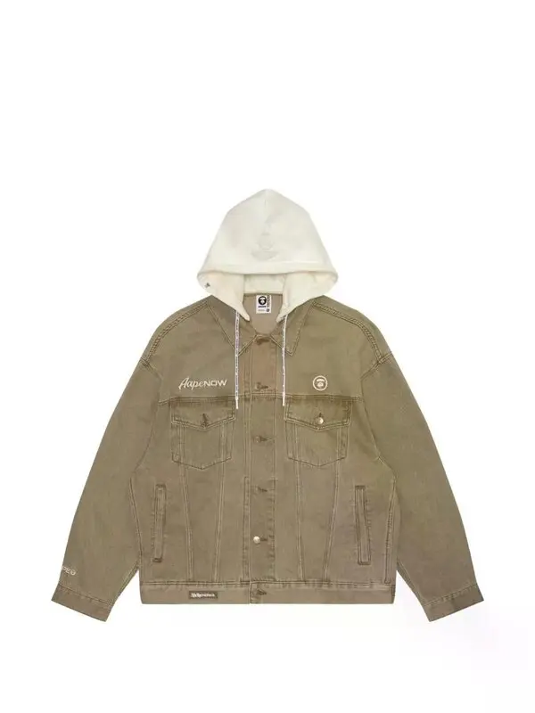 AAPE BY *A BATHING APE Moonface-print Detachable-hood Denim Jacket