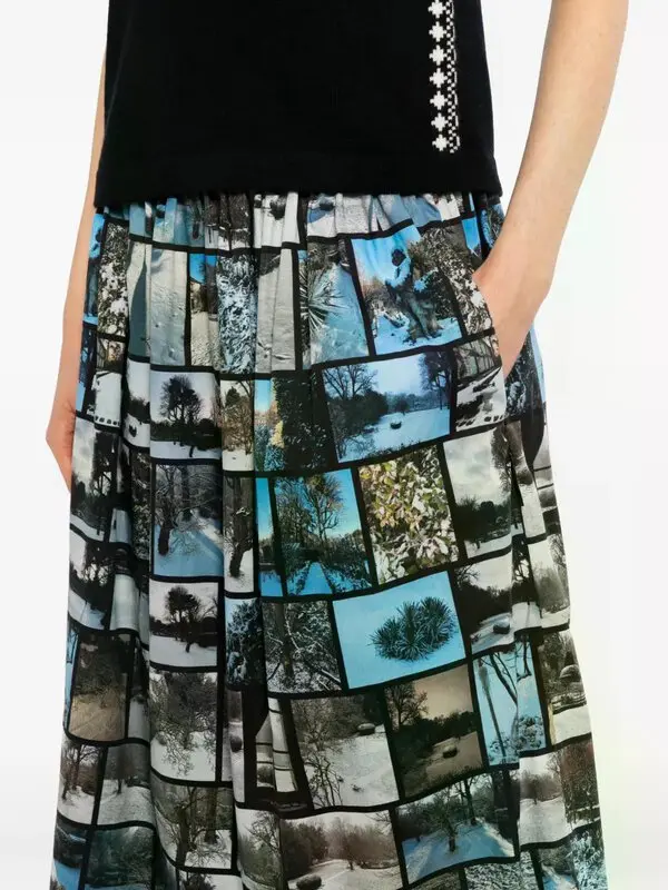 AGNES B. Printed Midi Skirt