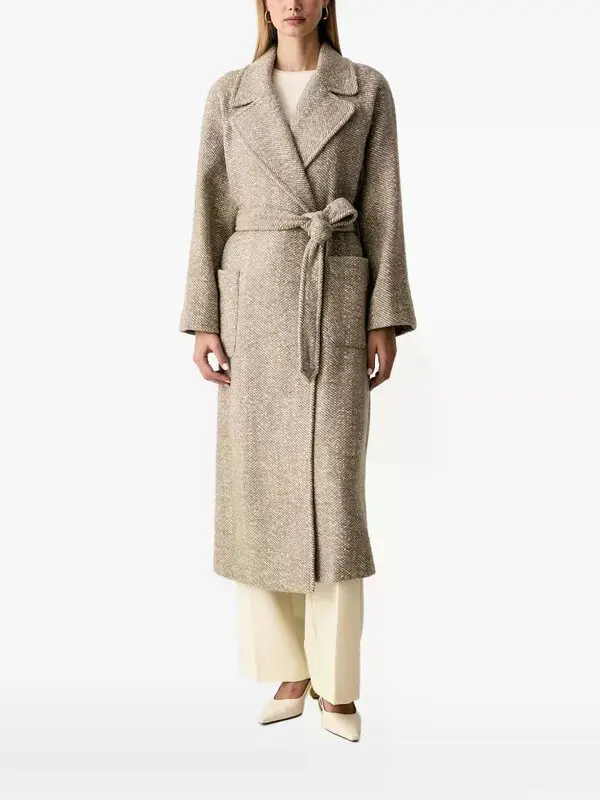 Luisa Spagnoli Segnalibro Herringbone-pattern Belted Coat
