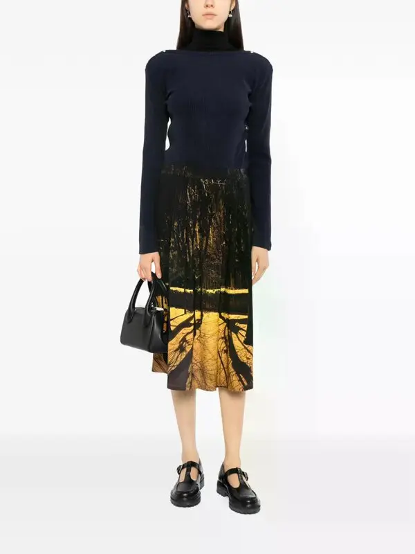 AGNES B. Photo-print Midi Skirt