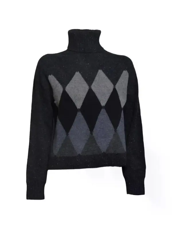 BALLANTYNE Argyle-intarsia Roll-neck Sweater