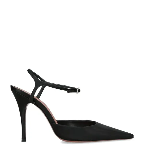 Amina Muaddi Satin Carolyn Pumps 100