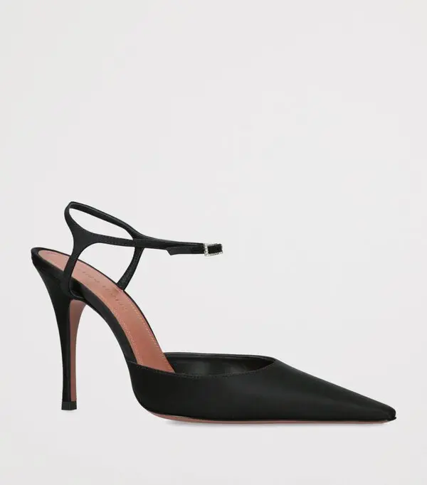 Amina Muaddi Satin Carolyn Pumps 100