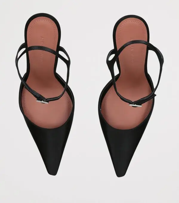 Amina Muaddi Satin Carolyn Pumps 100