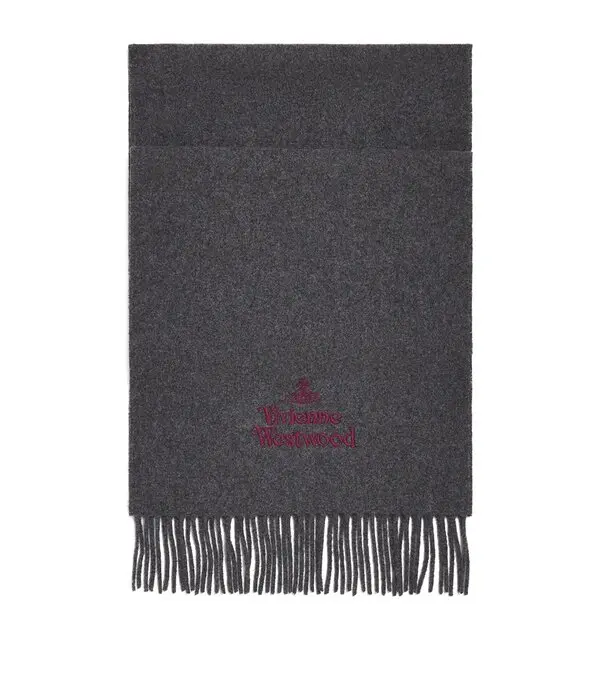 VIVIENNE WESTWOOD Wool Logo Scarf - Grey