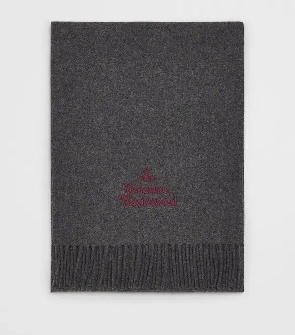 VIVIENNE WESTWOOD Wool Logo Scarf - Grey