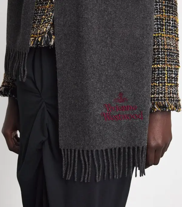 VIVIENNE WESTWOOD Wool Logo Scarf - Grey