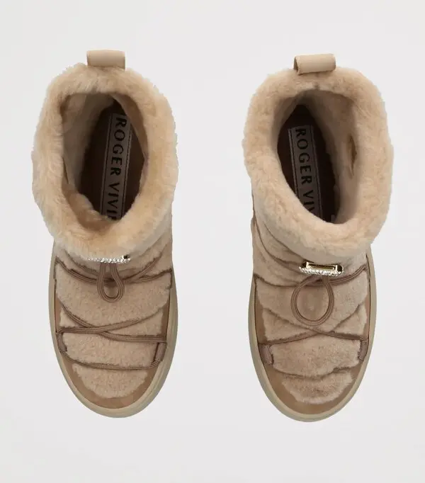 ROGER VIVIER Suede-shearling Viv' Up Boots