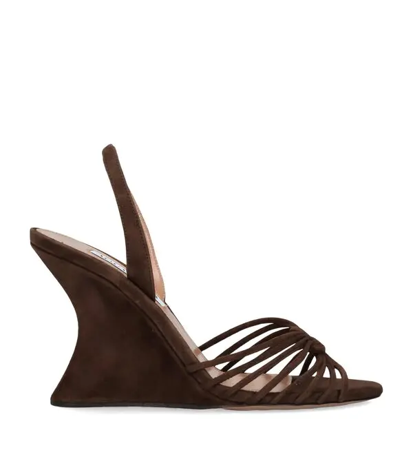 AQUAZZURA Suede Serenity Wedge Sandals 95