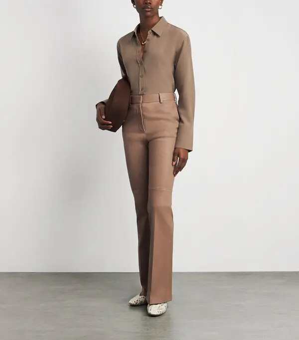 JOSEPH Leather Tafira Flared Trousers