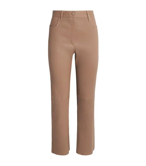 JOSEPH Leather Stretch Duke Trousers - Brown