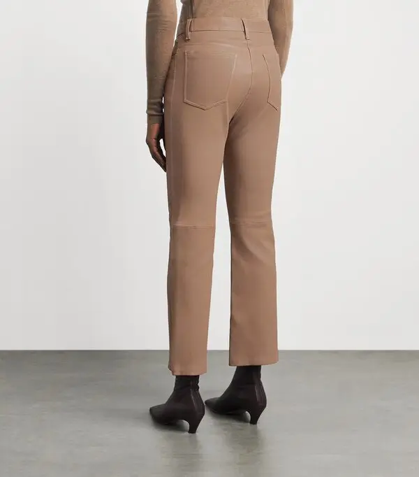 JOSEPH Leather Stretch Duke Trousers - Brown