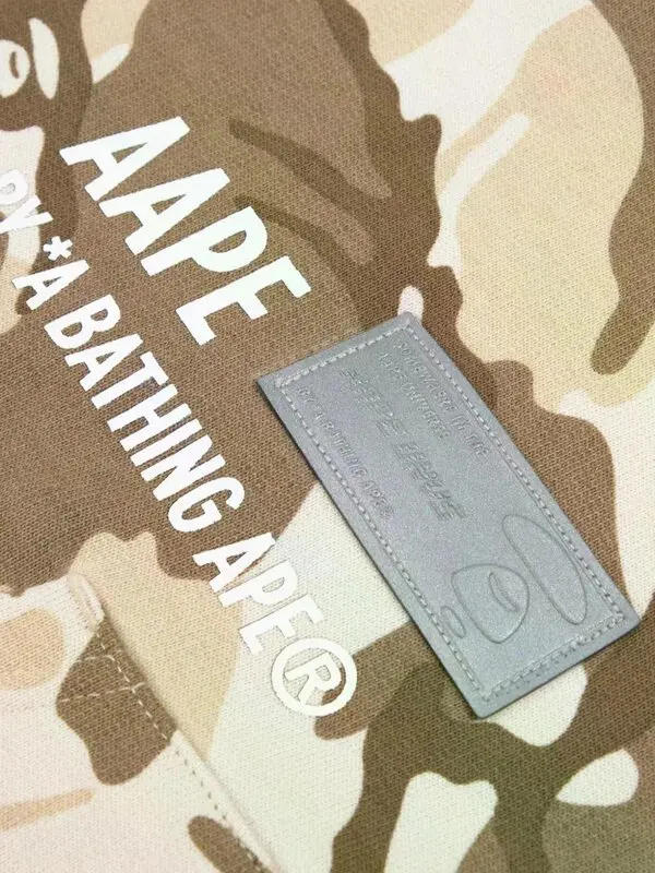 AAPE BY *A BATHING APE Camo-print Logo-patch Hoodie - Neutrals