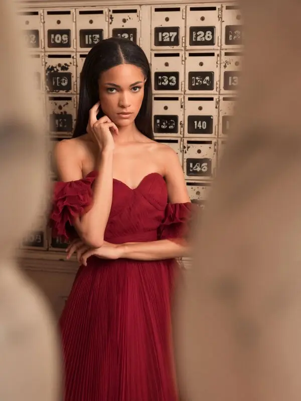 Mac Duggal Off The Shoulder Tulle A Line Gown