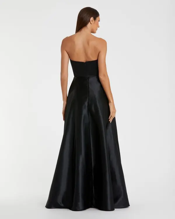 Mac Duggal Floral Print Strapless Satin Gown