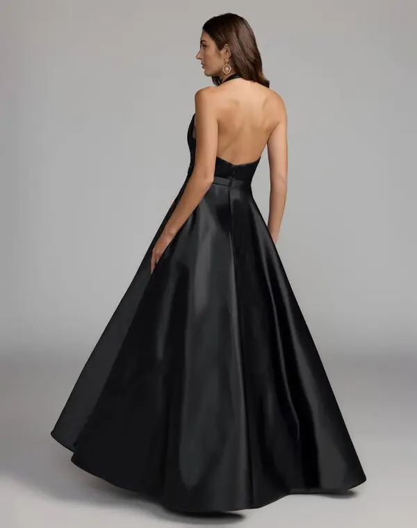 Mac Duggal Floral Print Halter Neck Ball Gown