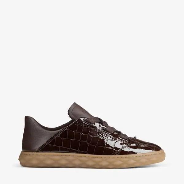 JIMMY CHOO Diamond Light Flex F Sambuco Mix Shiny Croc-embossed Leather Mix Low-top Trainers