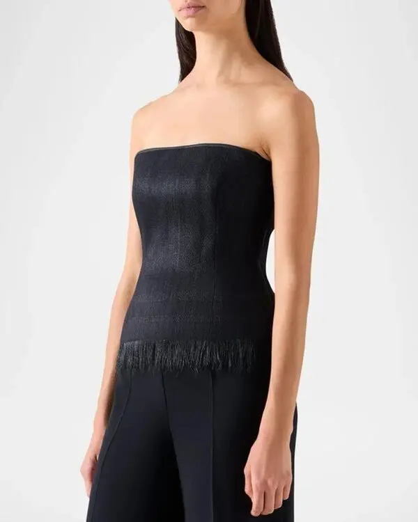 Akris Strapless Horsehair Fringe Bustier Top - Black