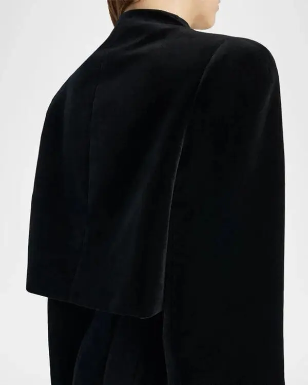 Khaite Samo Velvet Single-breasted Crop Jacket