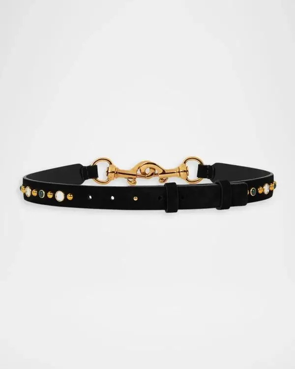 Etro Studded Pony Suede Belt - Nero