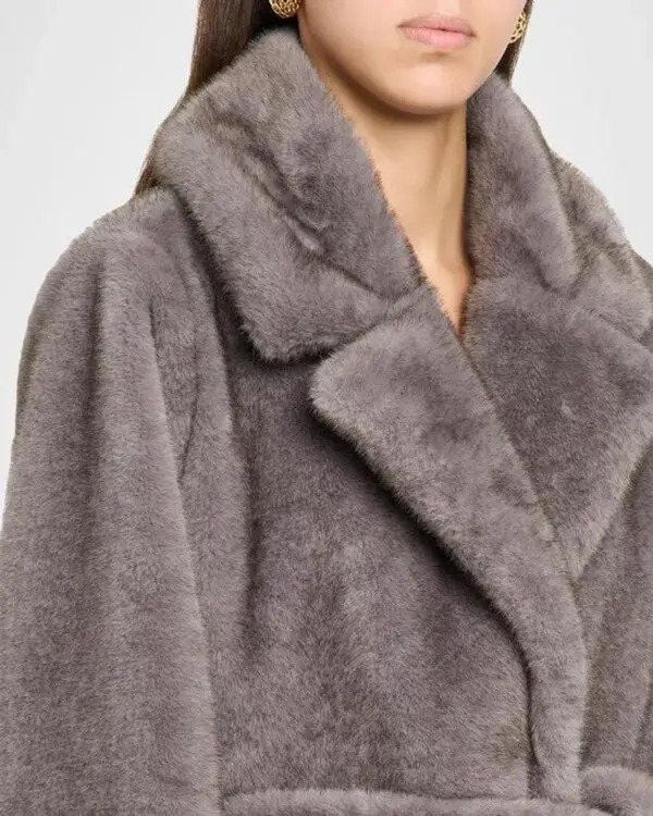 THE GARMENT Bianchi Faux-fur Tie-waist Coat - Grey
