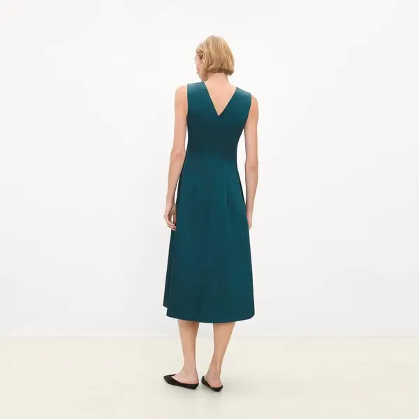Theory Flared V-neck Dress In Satin