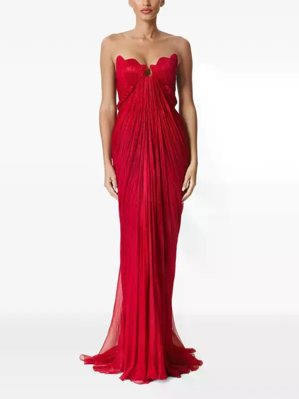 IRIS SERBAN Tulip Strapless Pleated Gown
