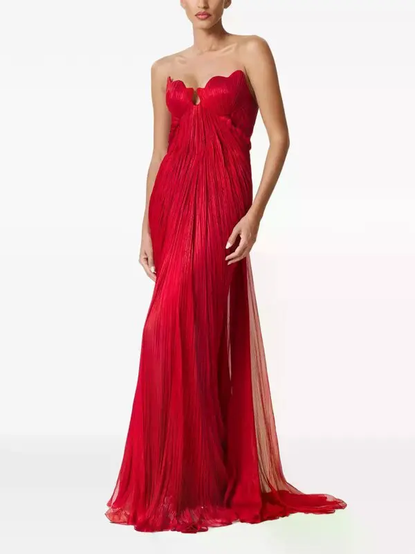 IRIS SERBAN Tulip Strapless Pleated Gown