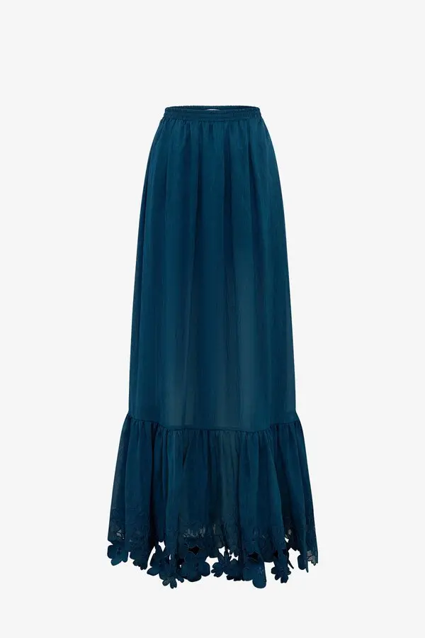 LEO LIN Floria Appliqué Maxi Skirt