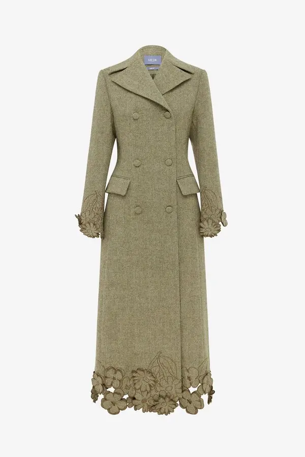 LEO LIN Elara Appliqué Wool Coat