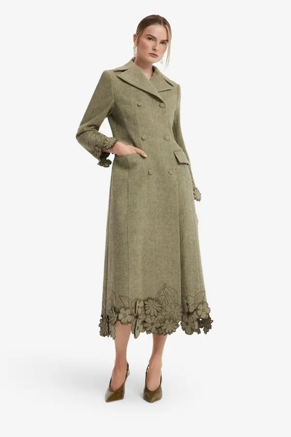 LEO LIN Elara Appliqué Wool Coat