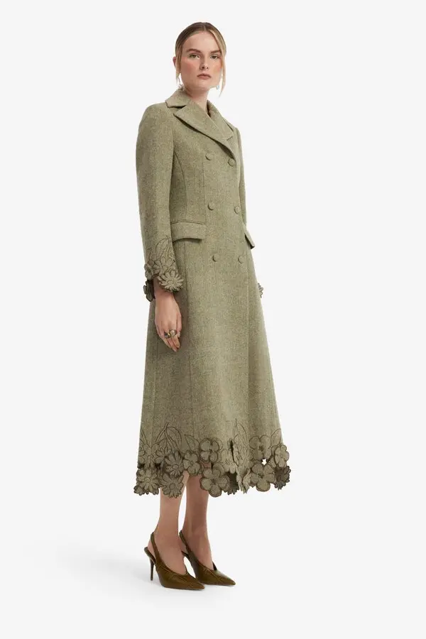 LEO LIN Elara Appliqué Wool Coat