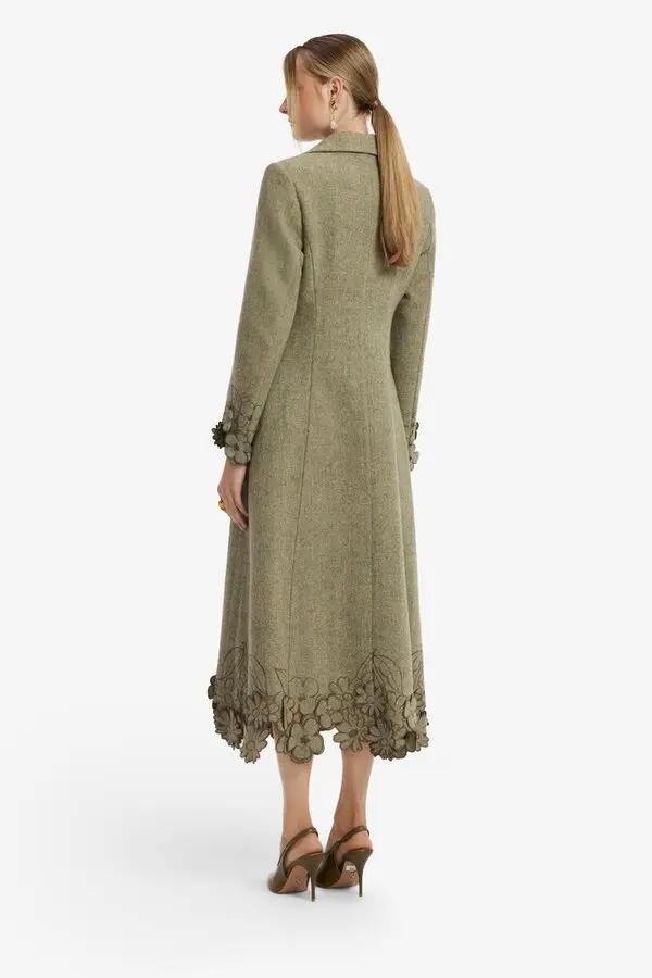 LEO LIN Elara Appliqué Wool Coat