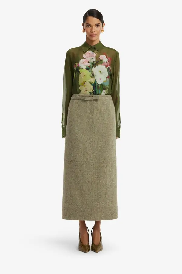 LEO LIN Saskia Wool Maxi Skirt