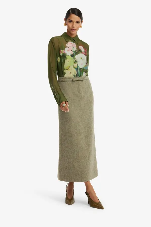 LEO LIN Saskia Wool Maxi Skirt
