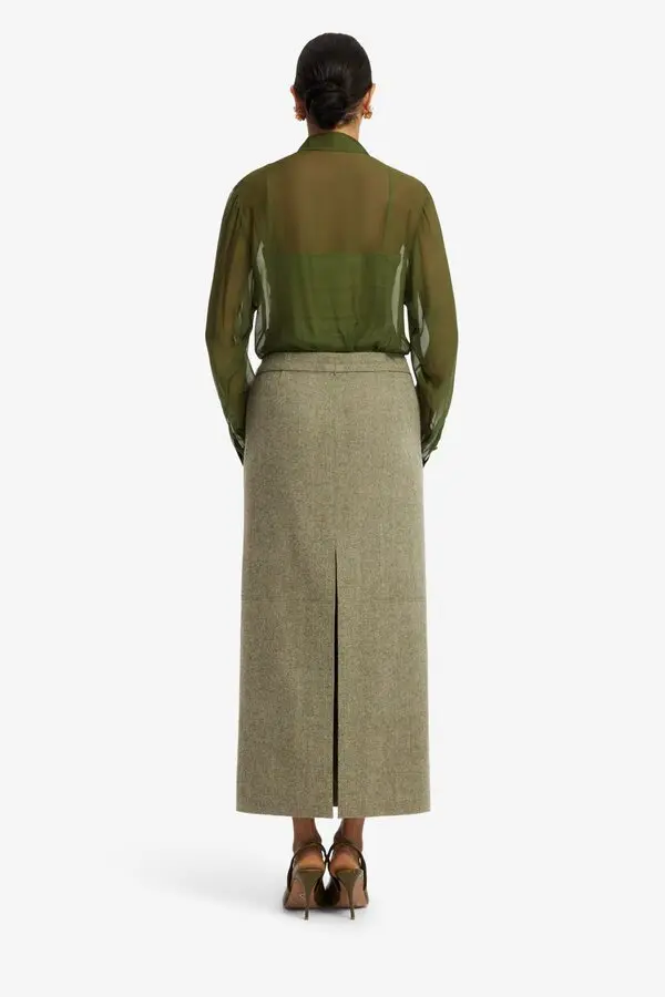 LEO LIN Saskia Wool Maxi Skirt