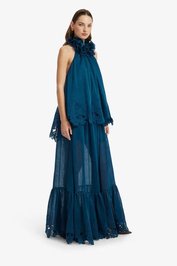 LEO LIN Aster Appliqué Halterneck Top