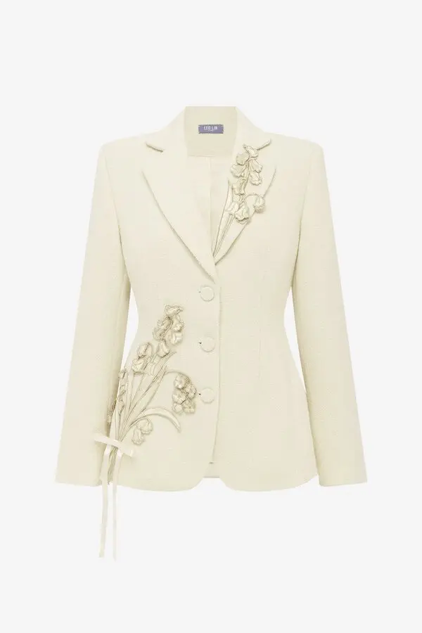 LEO LIN Lisa Appliqué Tweed Fitted Blazer