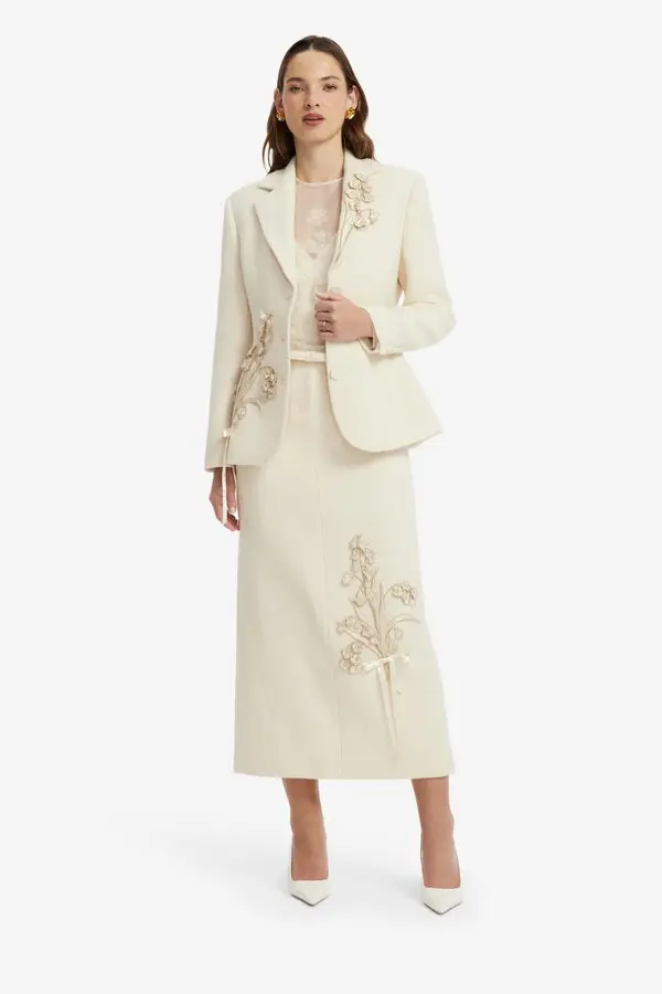 LEO LIN Lisa Appliqué Tweed Fitted Blazer