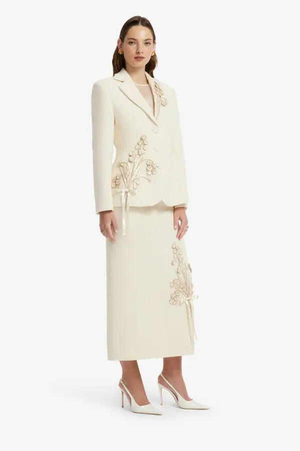 LEO LIN Lisa Appliqué Tweed Fitted Blazer