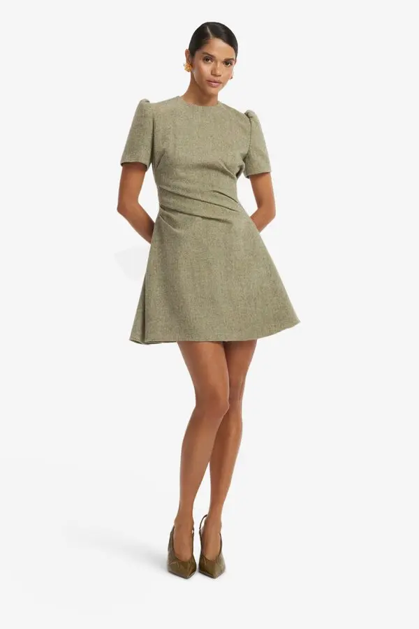 LEO LIN Elyse Wool Short Sleeve Mini Dress