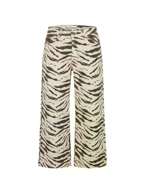 GANNI Lari Wide Jeans In Zebra Denim