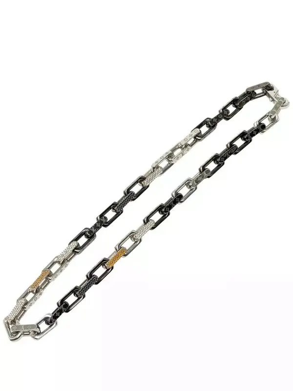 LOUIS VUITTON 2023 Stainless Steel Strass Monogram Chain Necklace Costume Necklace